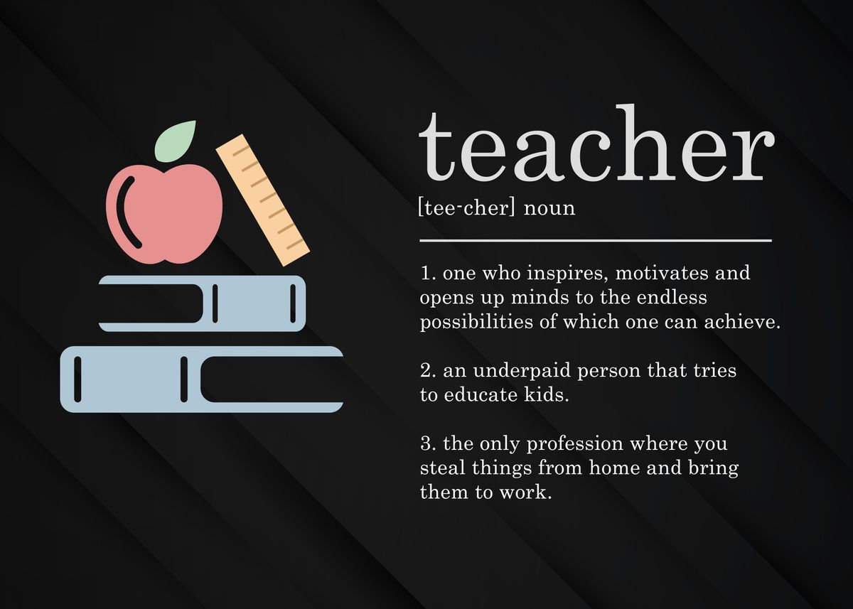 'Funny Teacher Definition' Poster, picture, metal print, paint by ...