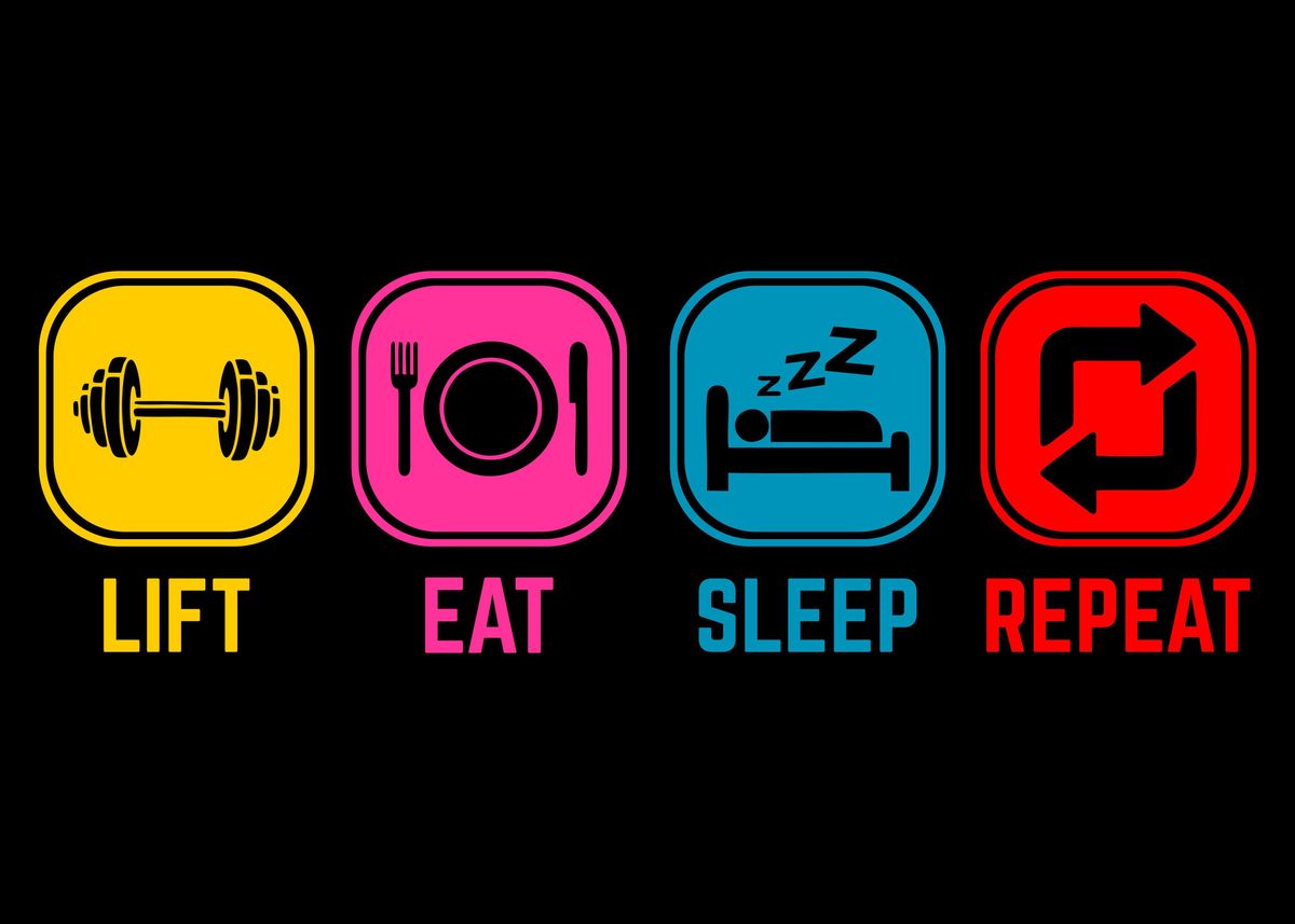 'Lift Eat Sleep Repeat' Poster, picture, metal print, paint by albran ...