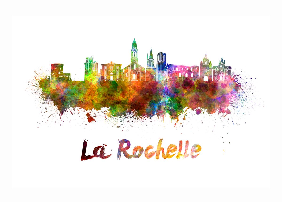 'La rochelle skyline' Poster, picture, metal print, paint by Cristina ...