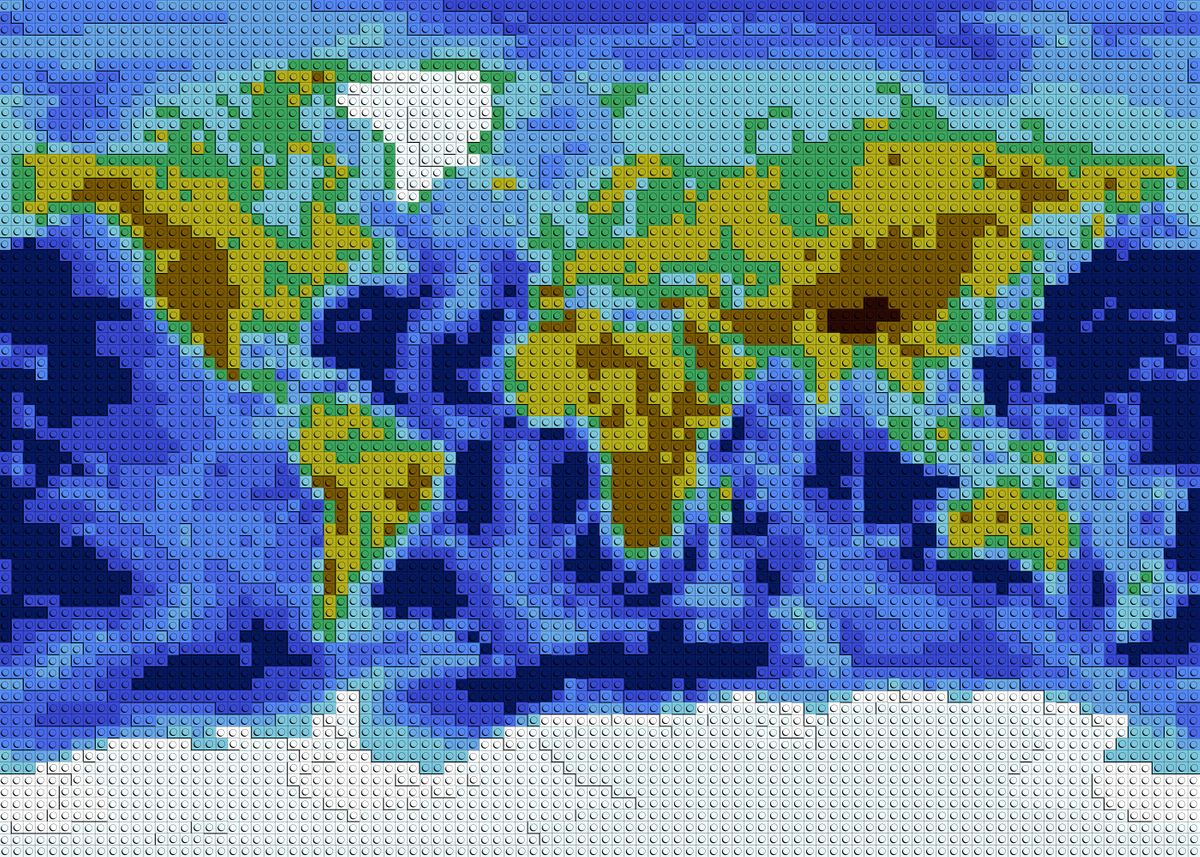 'World map bricks' Poster, picture, metal print, paint by Sam Kal ...