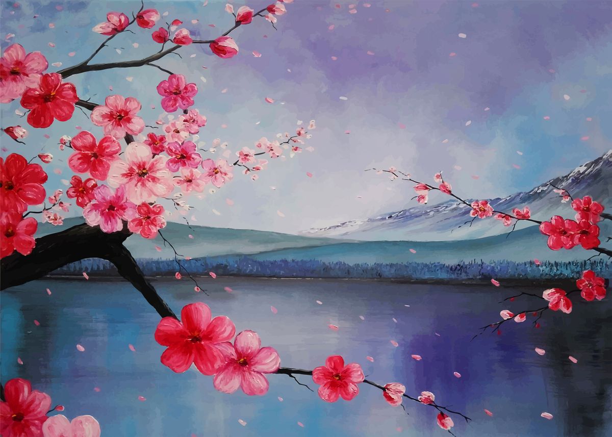 'Japanese Sakura' Poster, picture, metal print, paint by Chisato ...