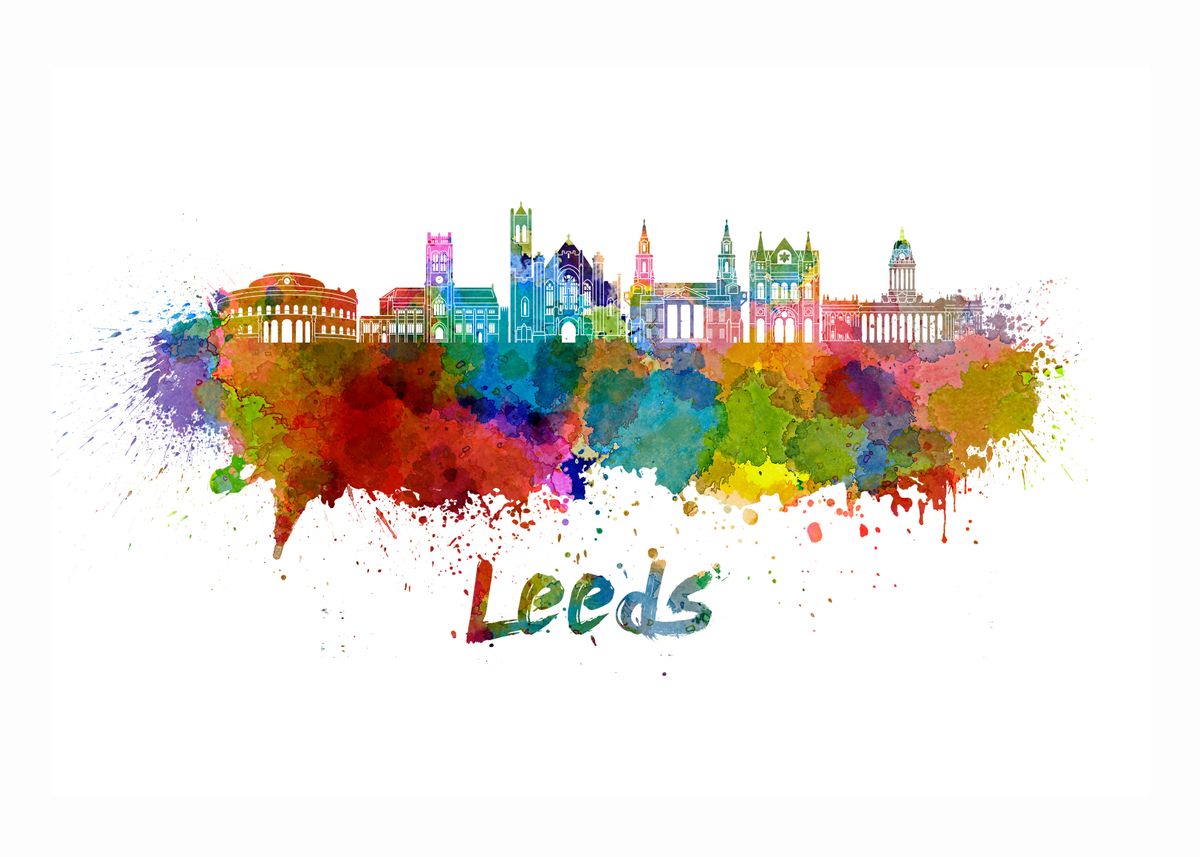 'Leeds v2 skyline' Poster, picture, metal print, paint by Cristina ...