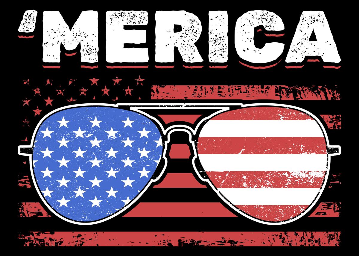 'Sunglasses USA Merica' Poster, picture, metal print, paint by ...