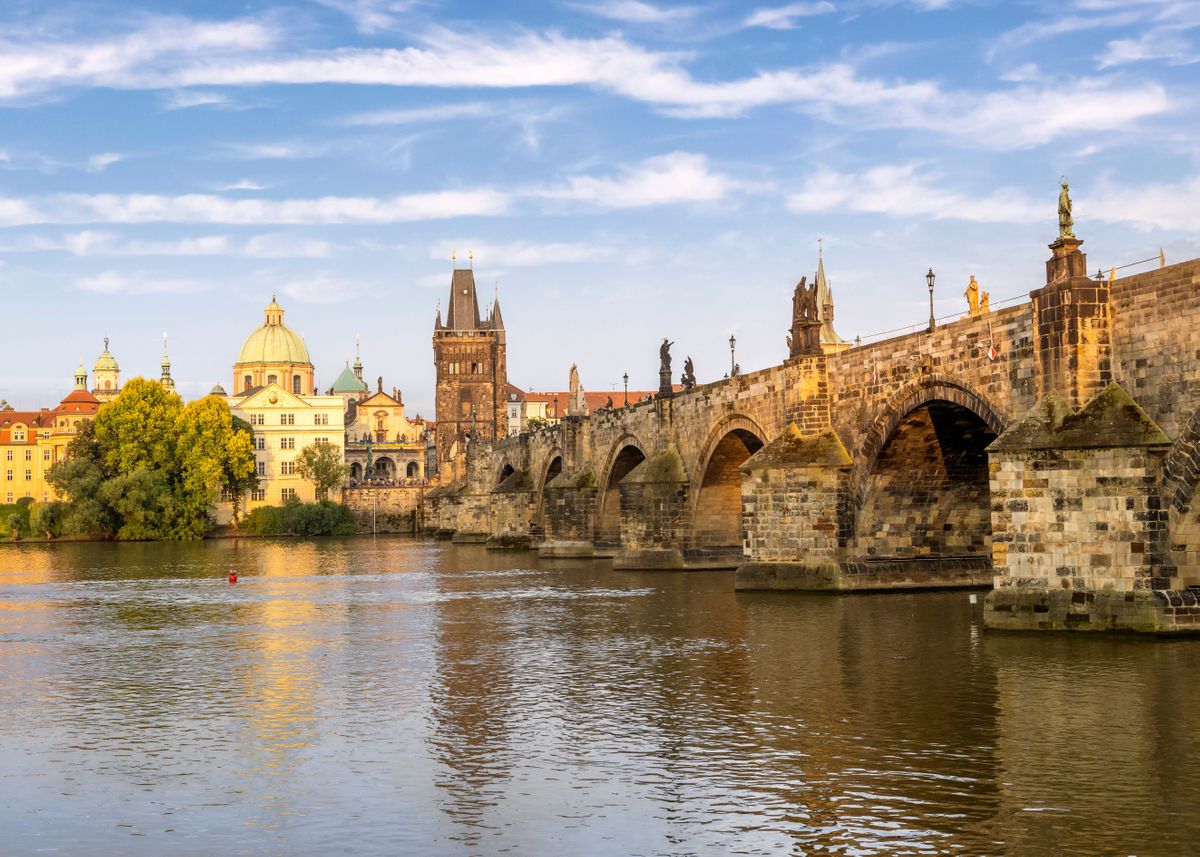 'Vltava with Charles Bridge' Poster, picture, metal print, paint by ...
