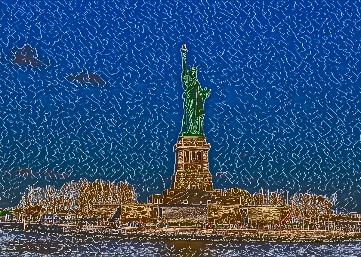 'Statue of Liberty Stylised' Poster by Pynot | Displate