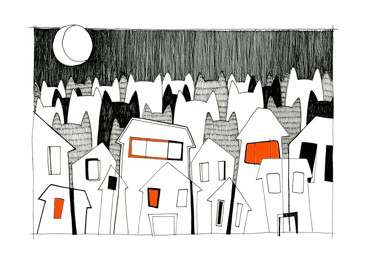 'Cats town' Poster, picture, metal print, paint by Olex Runda | Displate