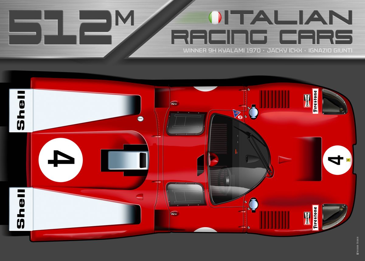 'Ferrari 512M Kyalami No4 ' Poster, picture, metal print, paint by Theo ...
