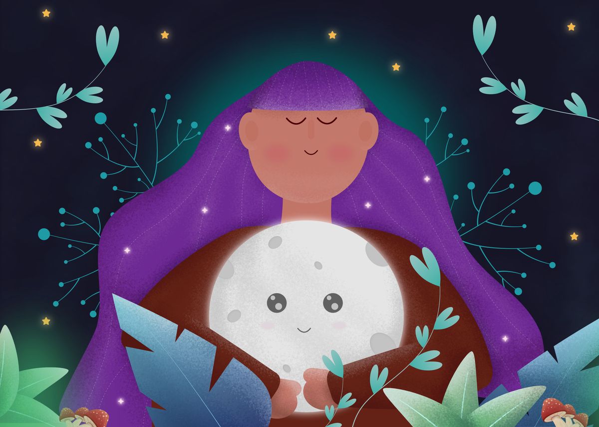 'The Moon and Her Secrets' Poster by CreativePinky | Displate