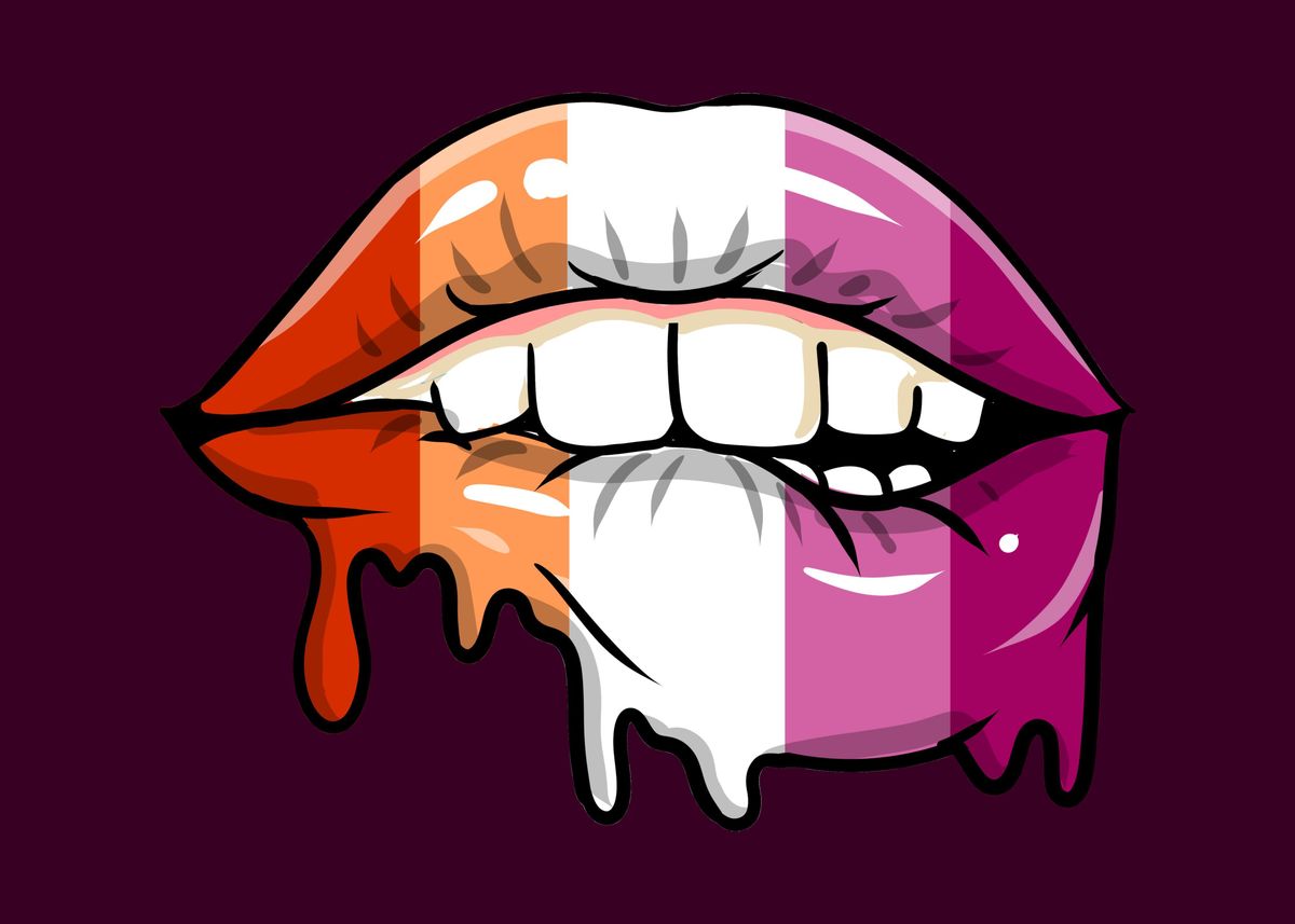 'Dripping Lips Lesbian' Poster, picture, metal print, paint by ...