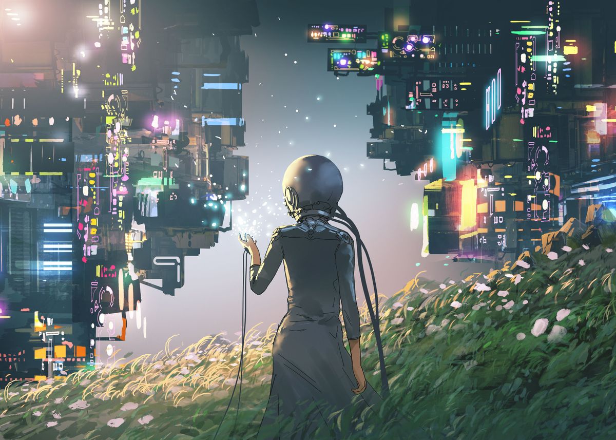 'Into the cyber world' Poster, picture, metal print, paint by Nabila ...