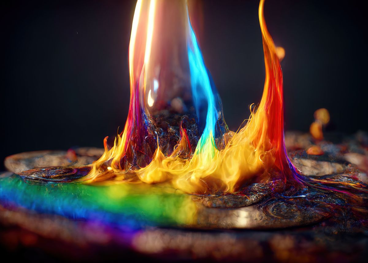 'Rainbow Flames' Poster, picture, metal print, paint by NVSN | Displate