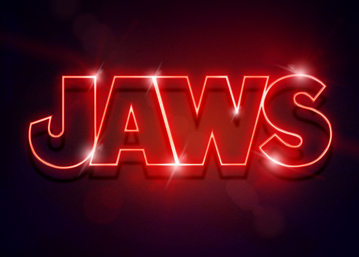 'JAWS neon' Poster, picture, metal print, paint by JAWS movie | Displate