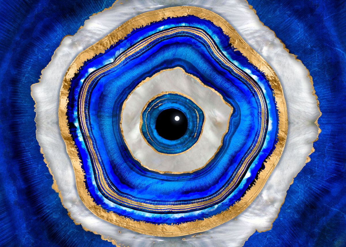 'Evil Eye Watercolor agate ' Poster, picture, metal print, paint by ...