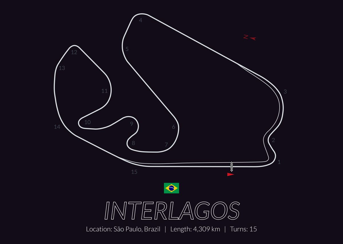 'Interlagos Sao Paulo GP' Poster, picture, metal print, paint by ...