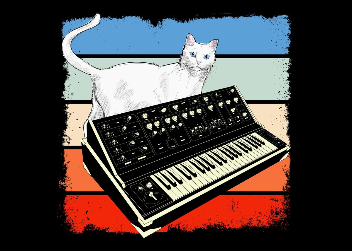 'Cat Modular Synthesizer' Poster, picture, metal print, paint by ...