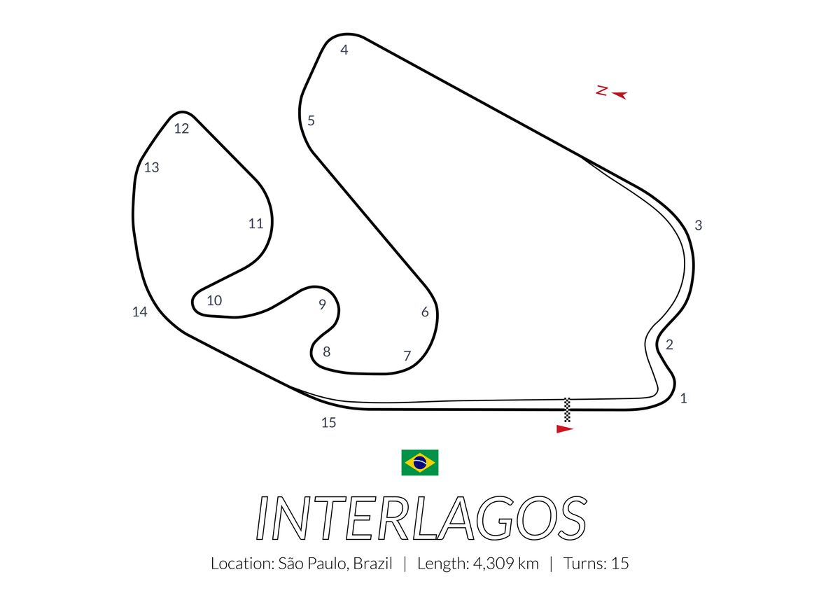 'Interlagos Sao Paulo GP' Poster, picture, metal print, paint by ...