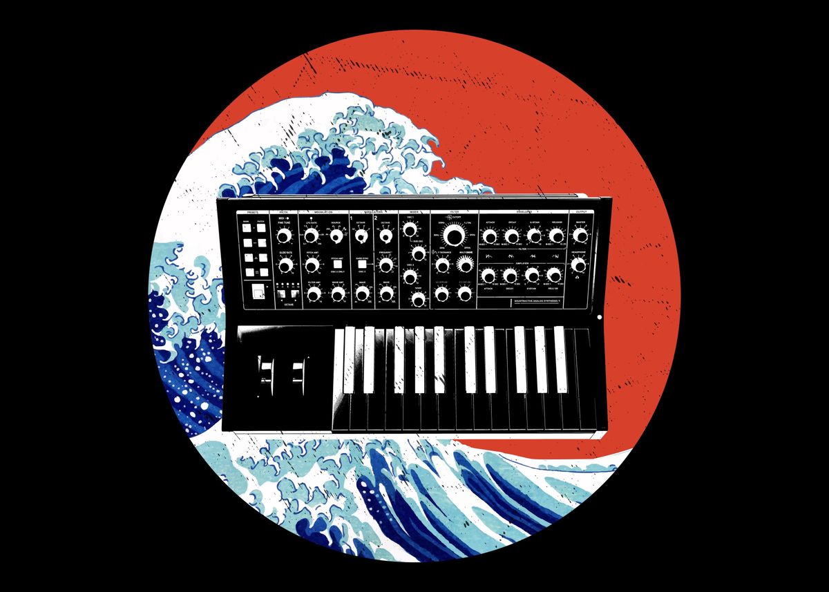 'Wave off Kanagawa Synth' Poster, picture, metal print, paint by ...