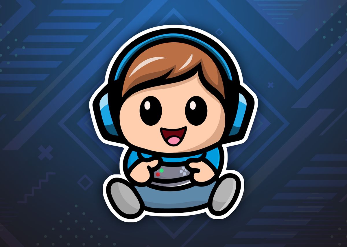 'Kawaii Chibi Gamer Boy' Poster, picture, metal print, paint by ...