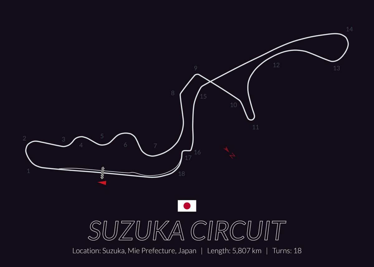 'Suzuka Circuit Formula one' Poster, picture, metal print, paint by ...