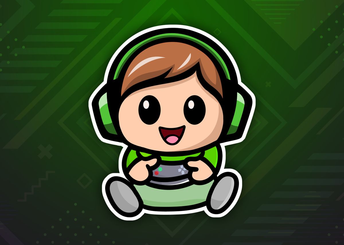 'Kawaii Chibi Gamer Boy' Poster, picture, metal print, paint by ...