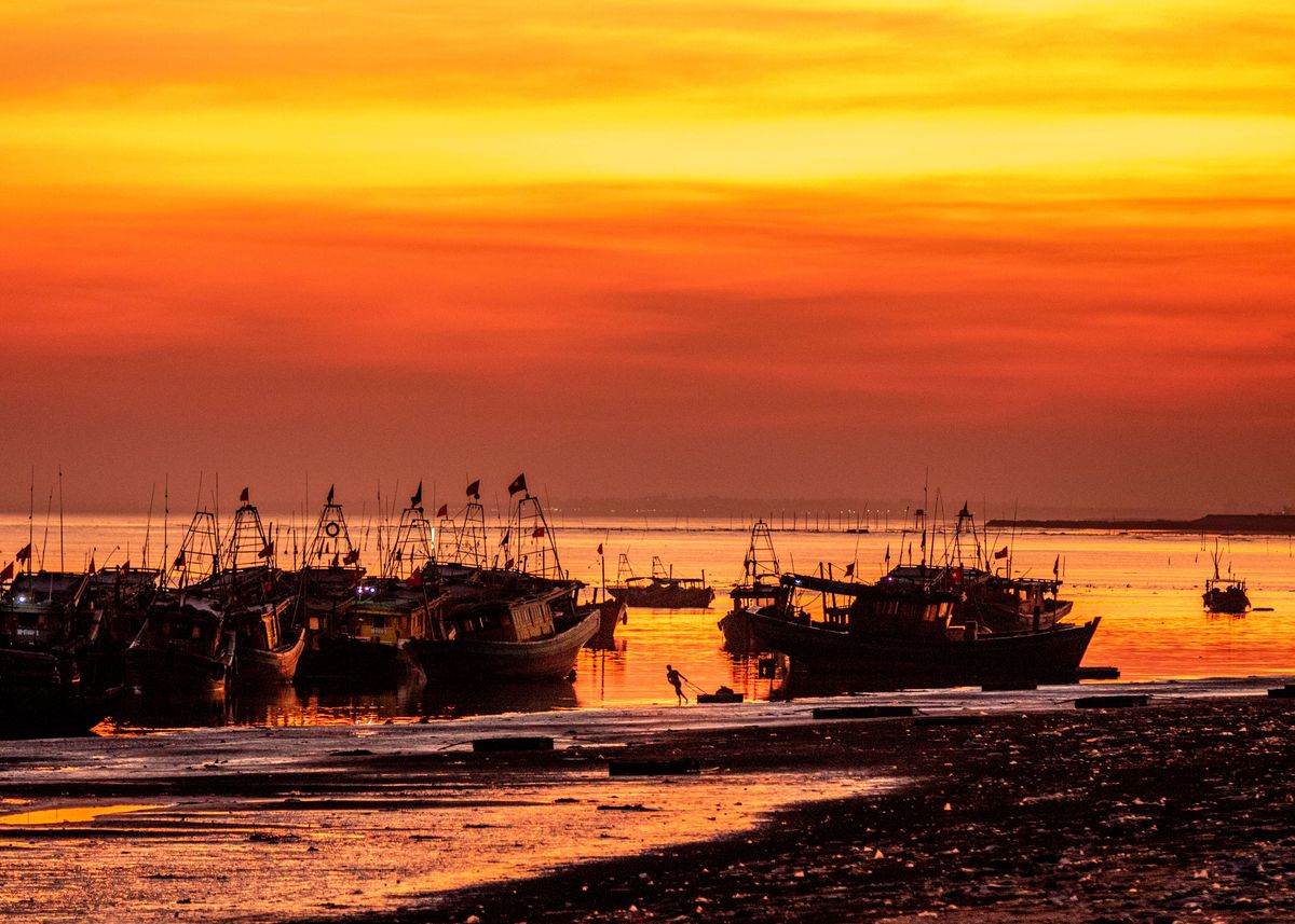 'Sunset on Hai Hau beach' Poster, picture, metal print, paint by Thanh ...