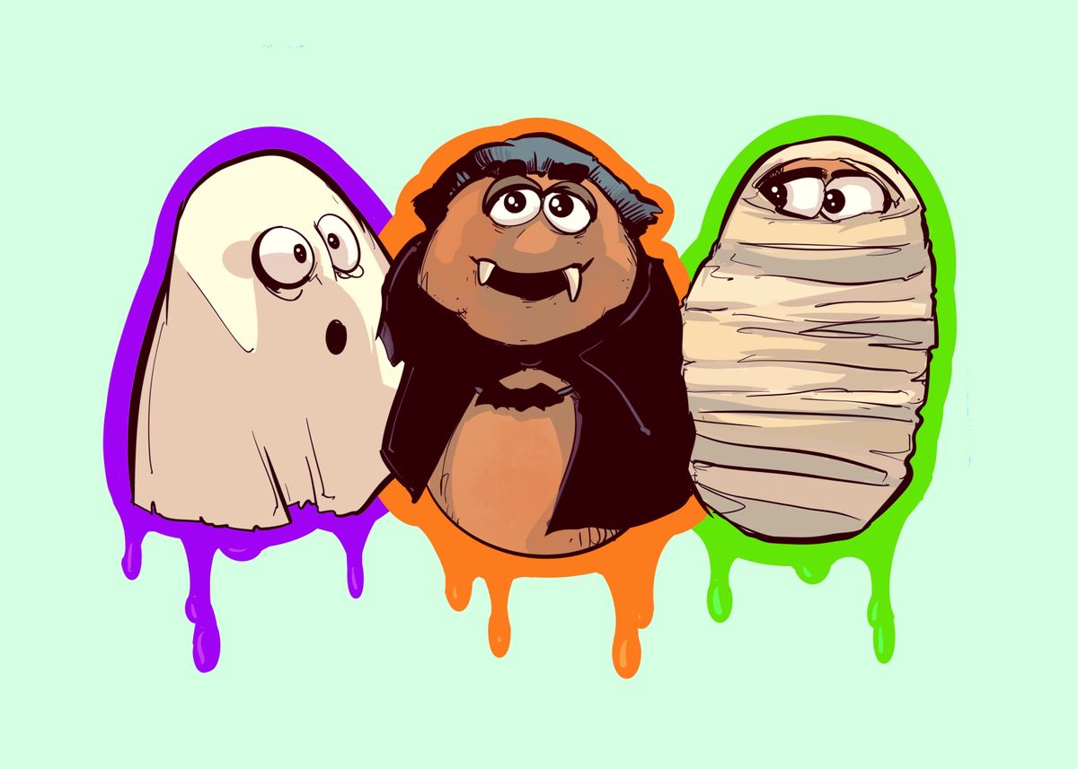 'Spooky Nuggets' Poster, picture, metal print, paint by LVB Art | Displate