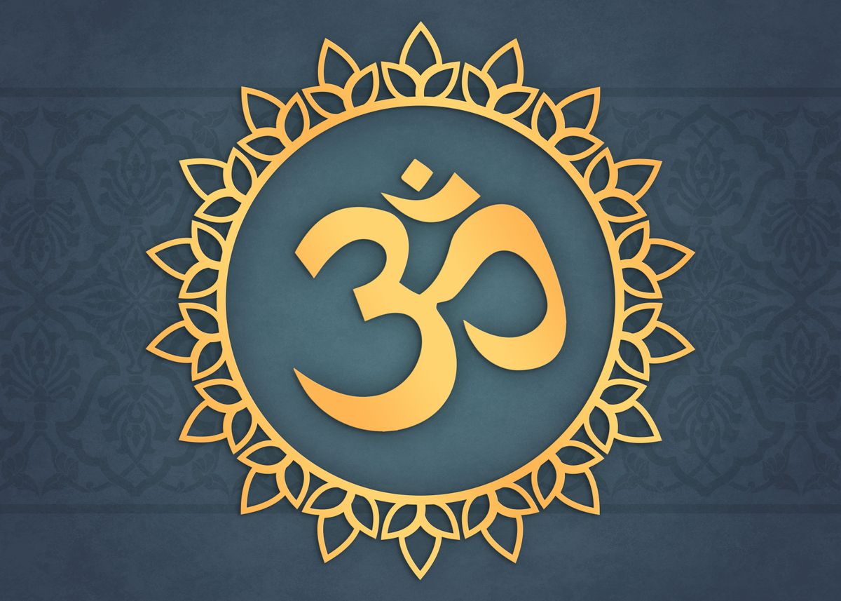 'Hindu Ohm Symbol Teal' Poster by 84PixelDesign | Displate