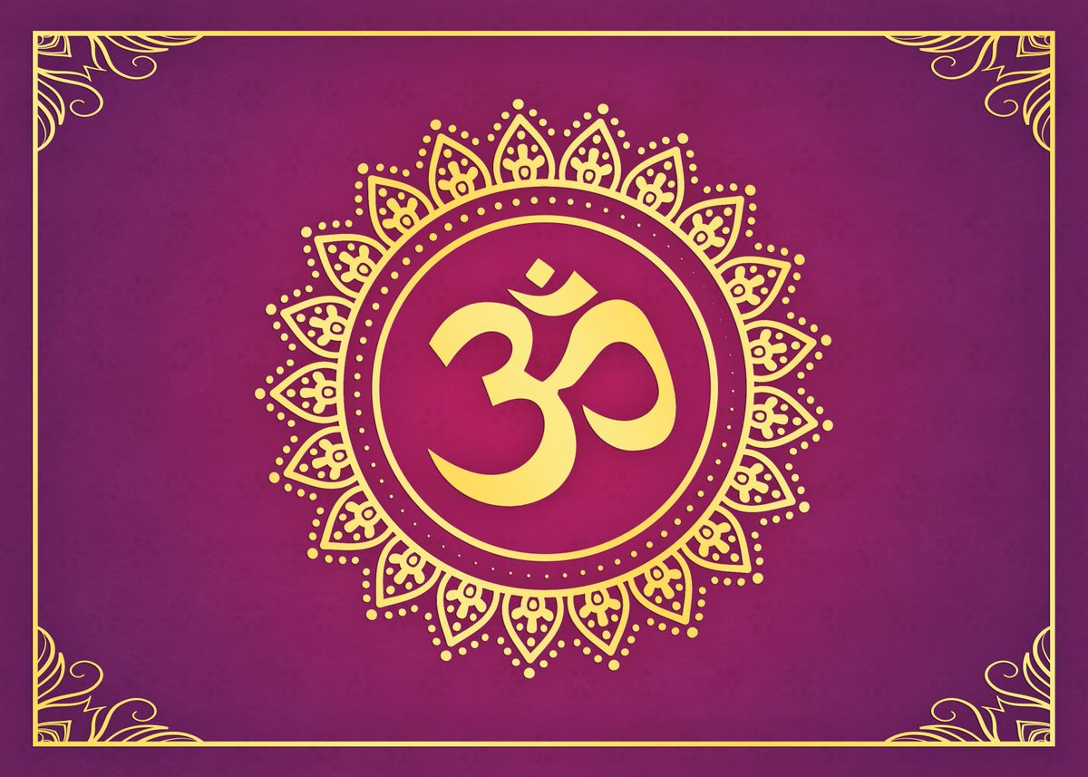'Hindu Ohm Symbol Purple' Poster, picture, metal print, paint by ...