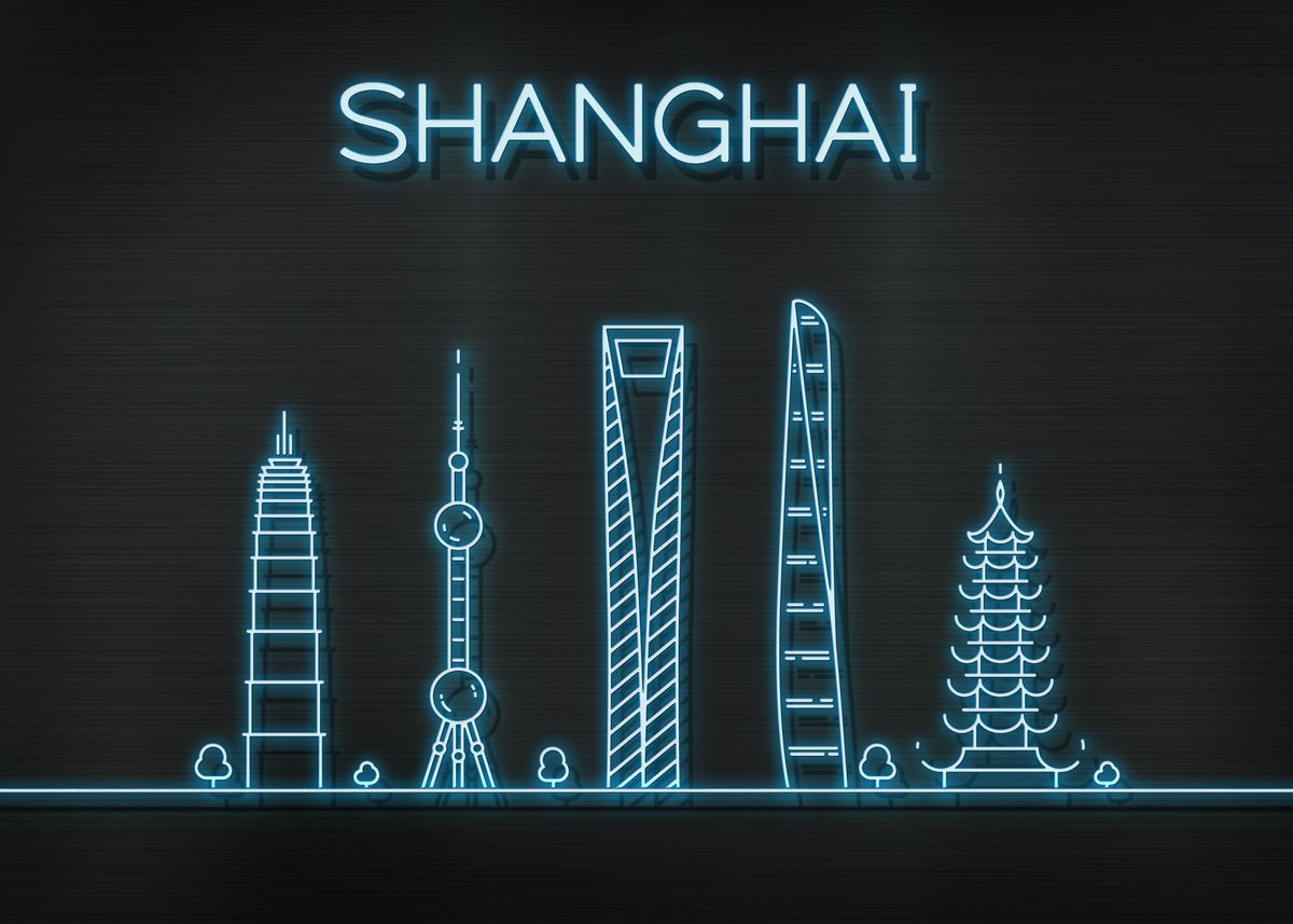 'Shanghai City Skyline' Poster by XandYart | Displate