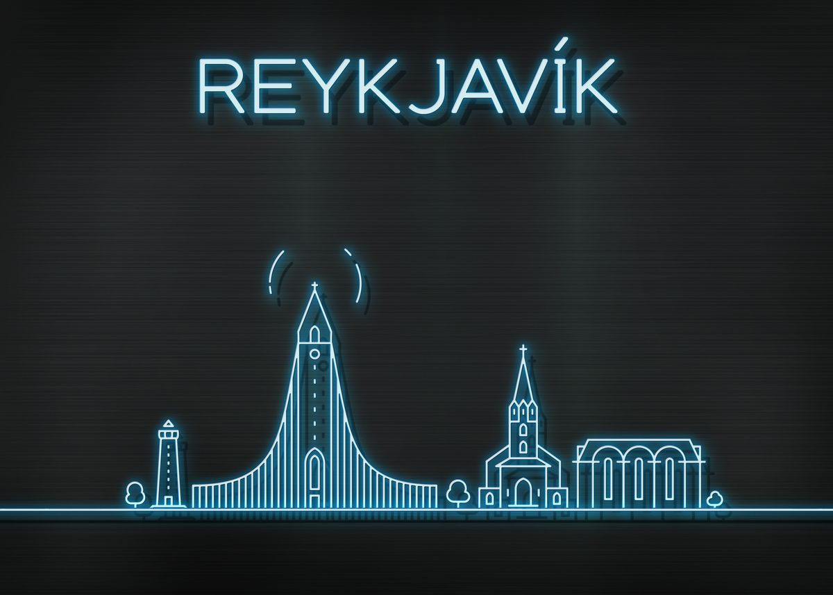 'Reykjavik City Skyline' Poster by XandYart | Displate