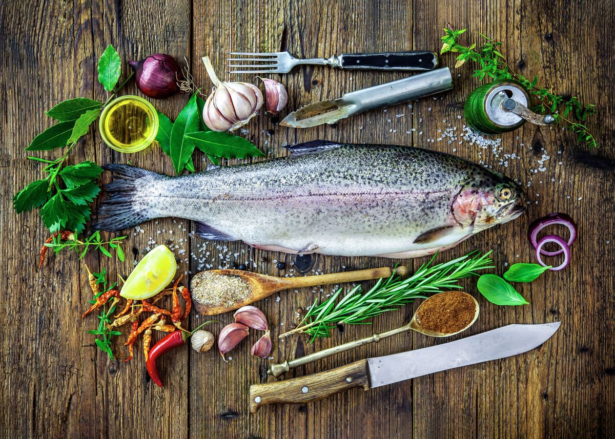 'Kitchen Food Fish Meat' Poster by REAL VINTAGE | Displate