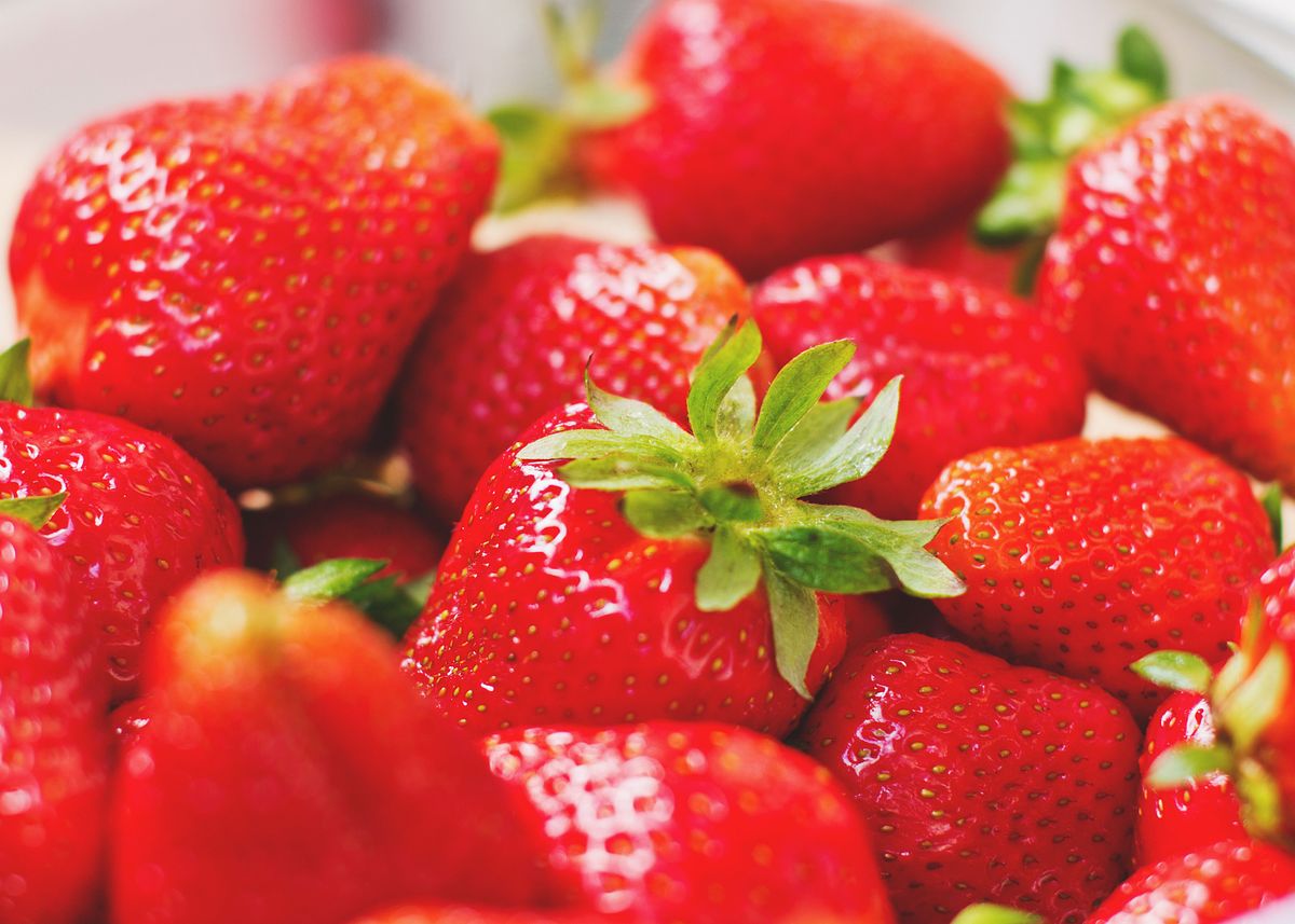 'red strawberries' Poster, picture, metal print, paint by Amazing ...