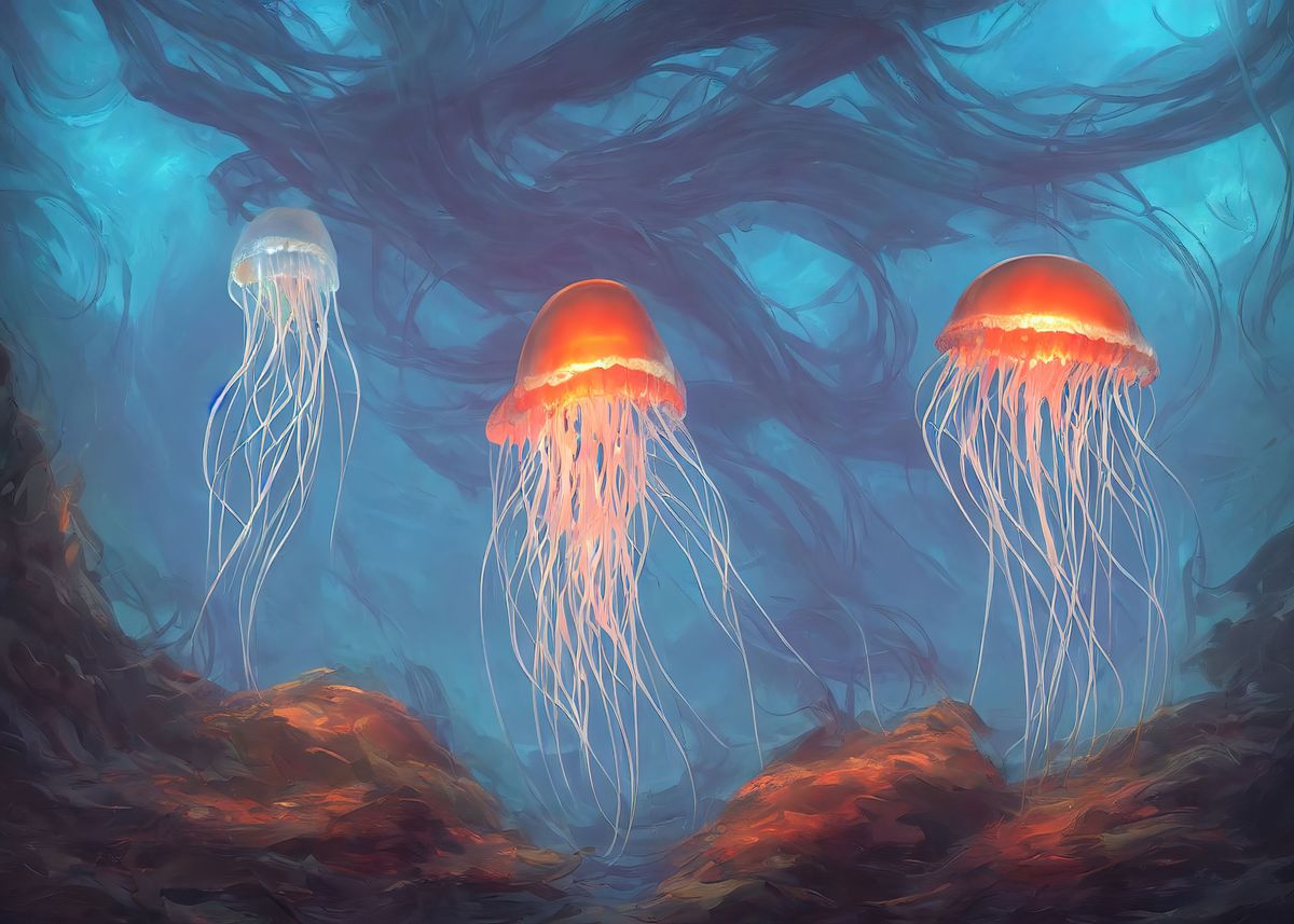 'The three jellyfish' Poster by Designersen | Displate