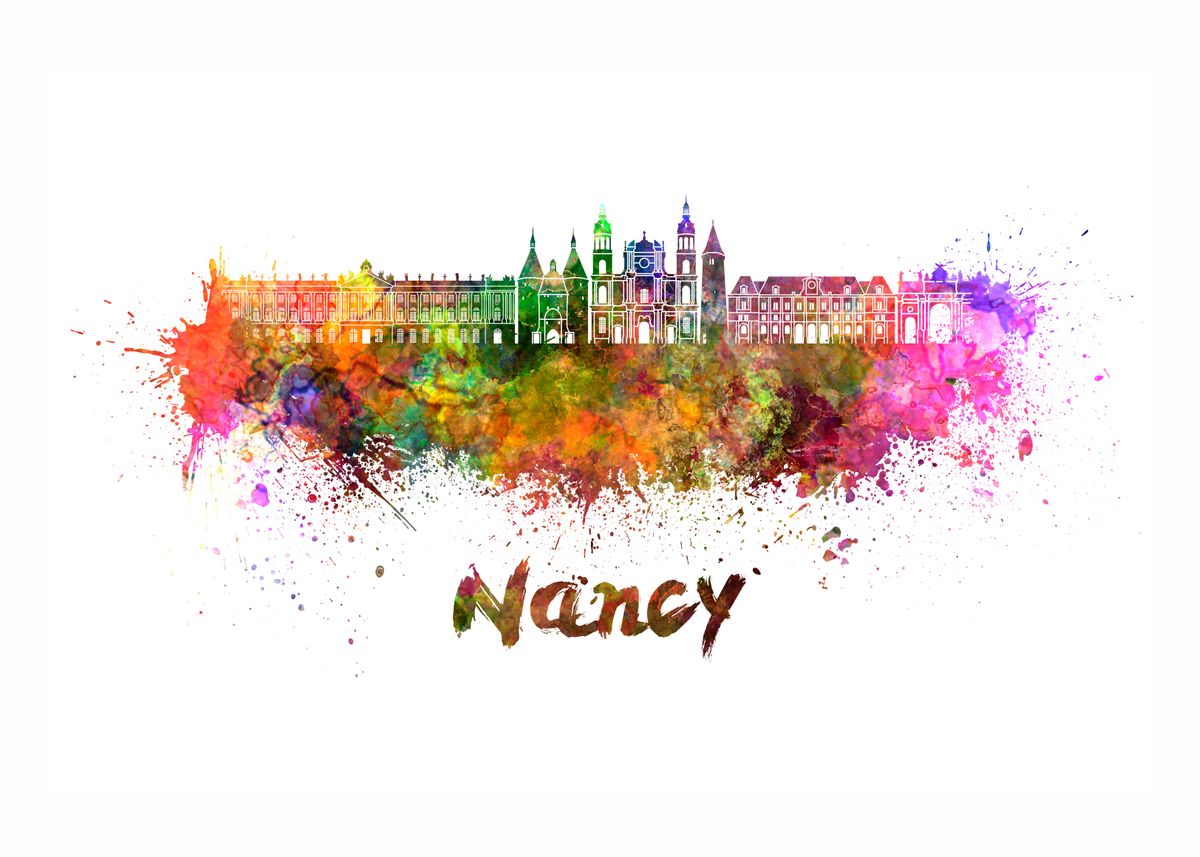 'Nancy skyline' Poster, picture, metal print, paint by Cristina Romero ...