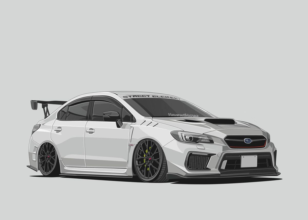 'subaru wrx sti white' Poster by capture art | Displate