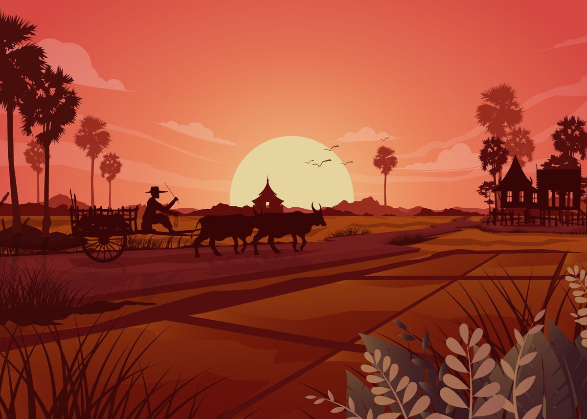 'Village' Poster, picture, metal print, paint by Red Star | Displate