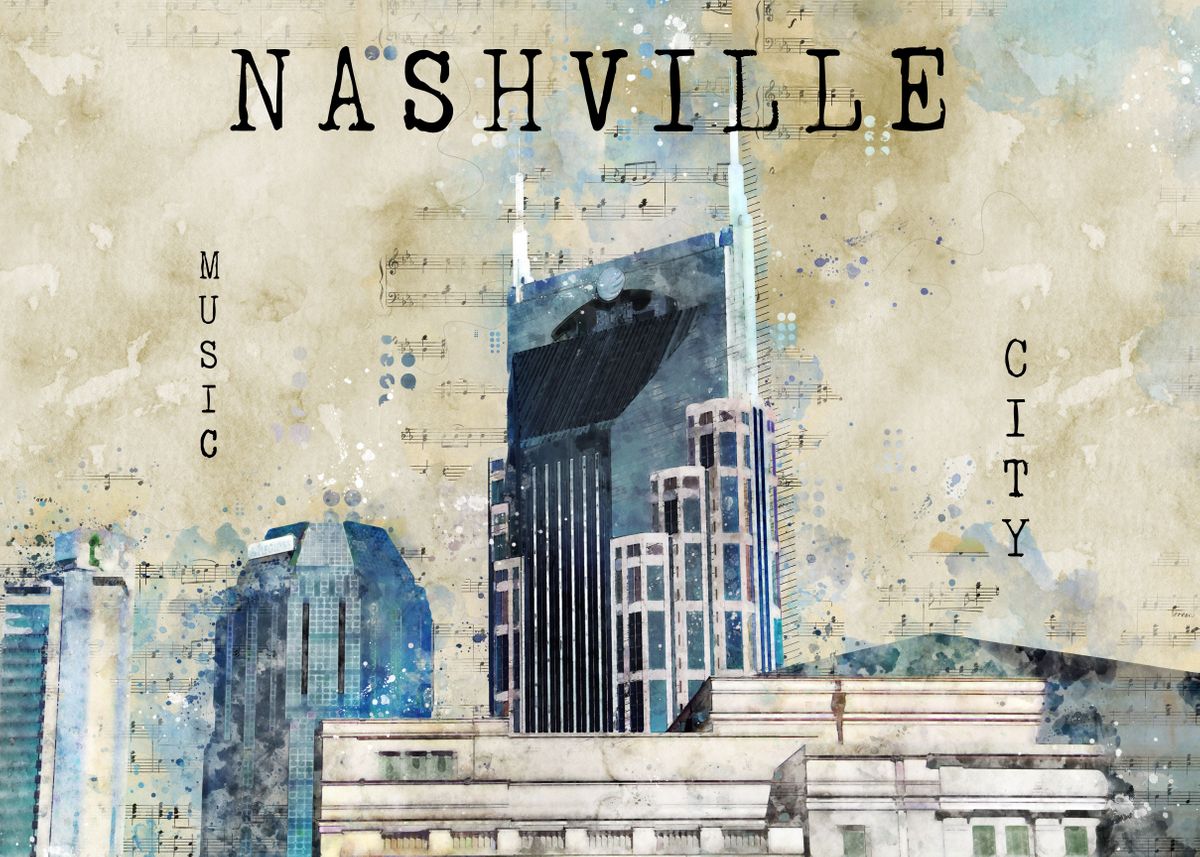 'Nashville Music City' Poster, picture, metal print, paint by Dan ...
