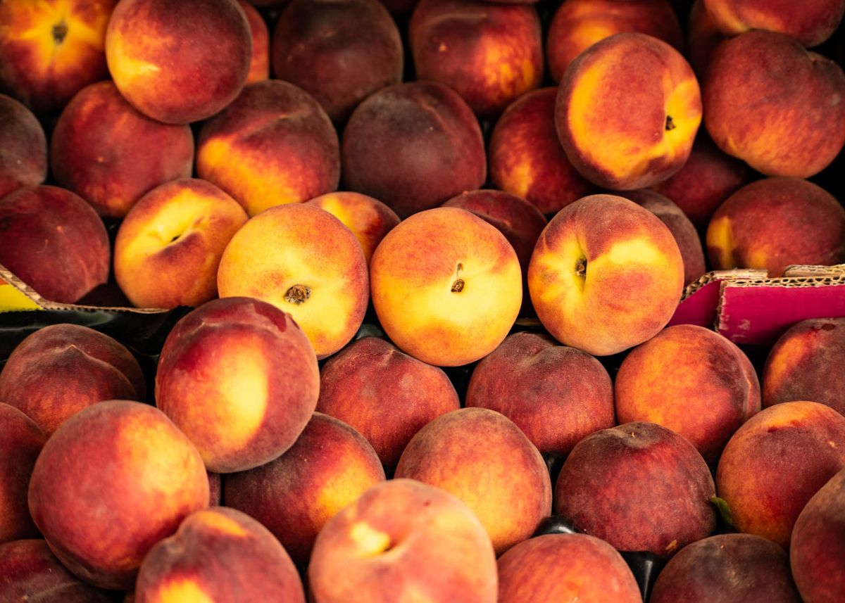 'peaches market' Poster, picture, metal print, paint by Soft Brush ...