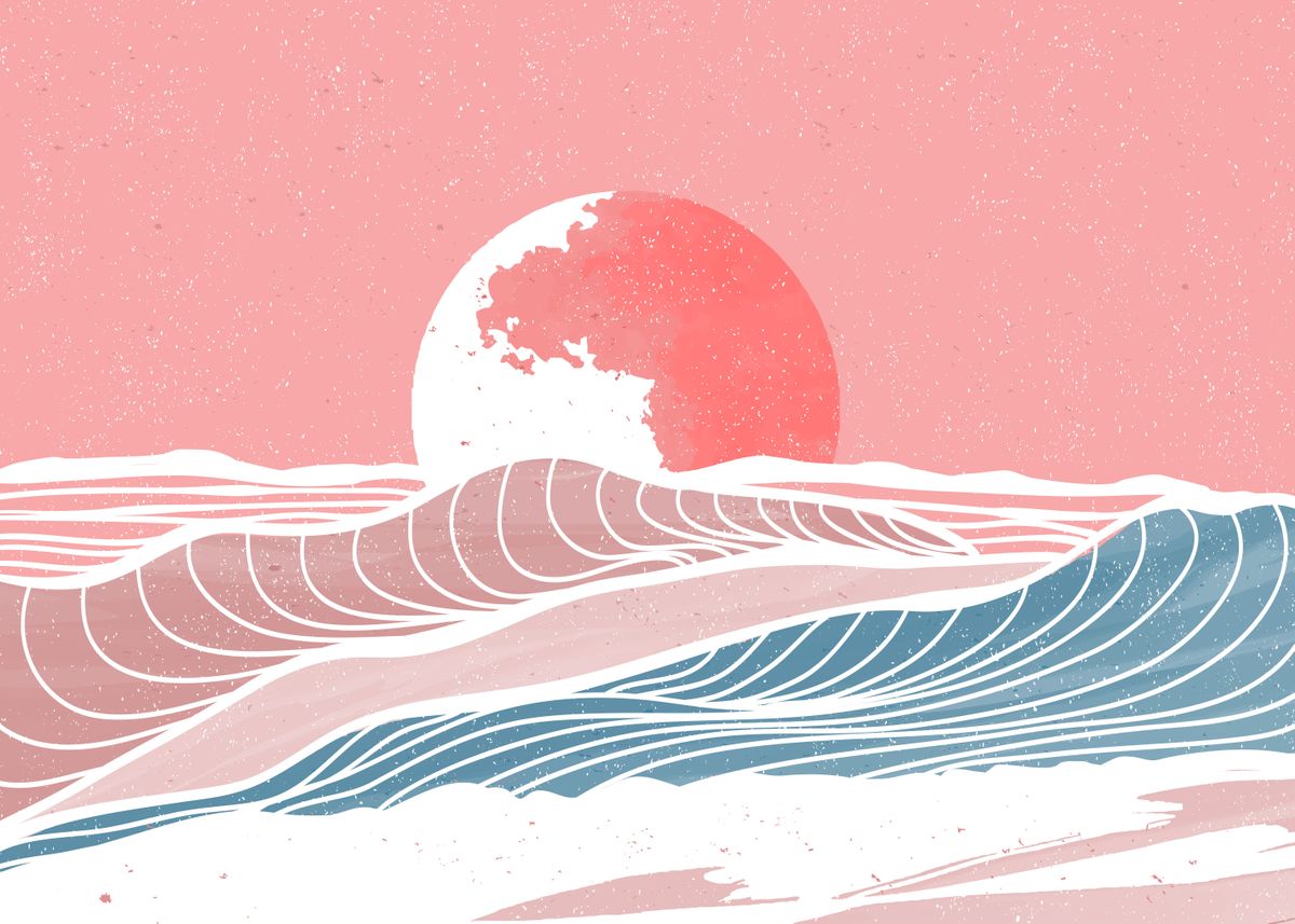 'Ocean wave with the sunset' Poster by budi yanto | Displate