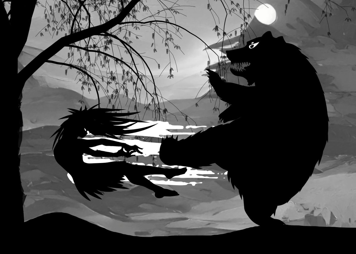 'Bear Kick' Poster, picture, metal print, paint by Ilya Danilov | Displate