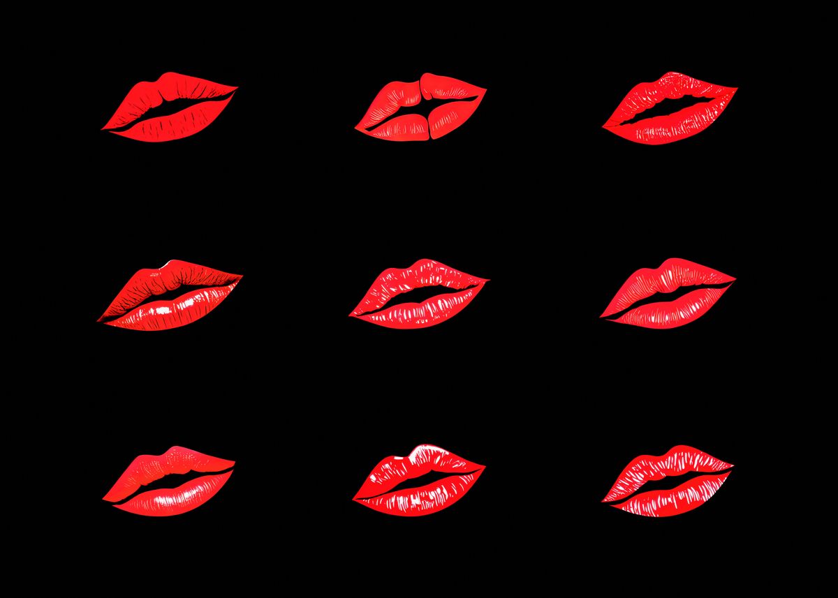 'Lips kiss isolated nine re' Poster by Gianfranco Grenar | Displate