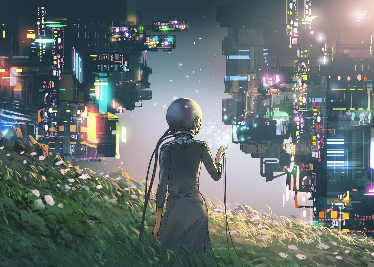 'into cyber world' Poster, picture, metal print, paint by dwopp | Displate