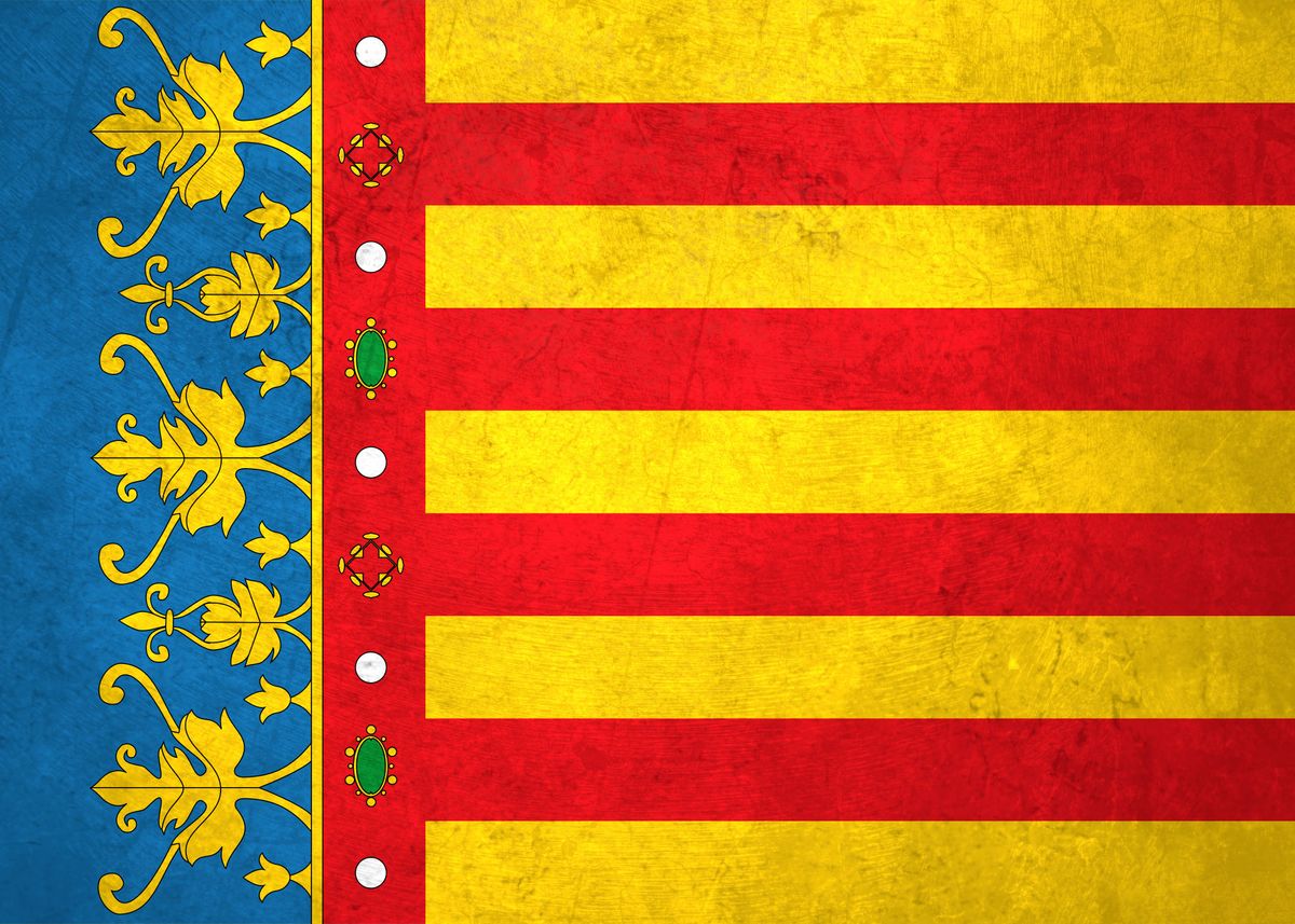 'Flag of Valencian Country' Poster, picture, metal print, paint by ...