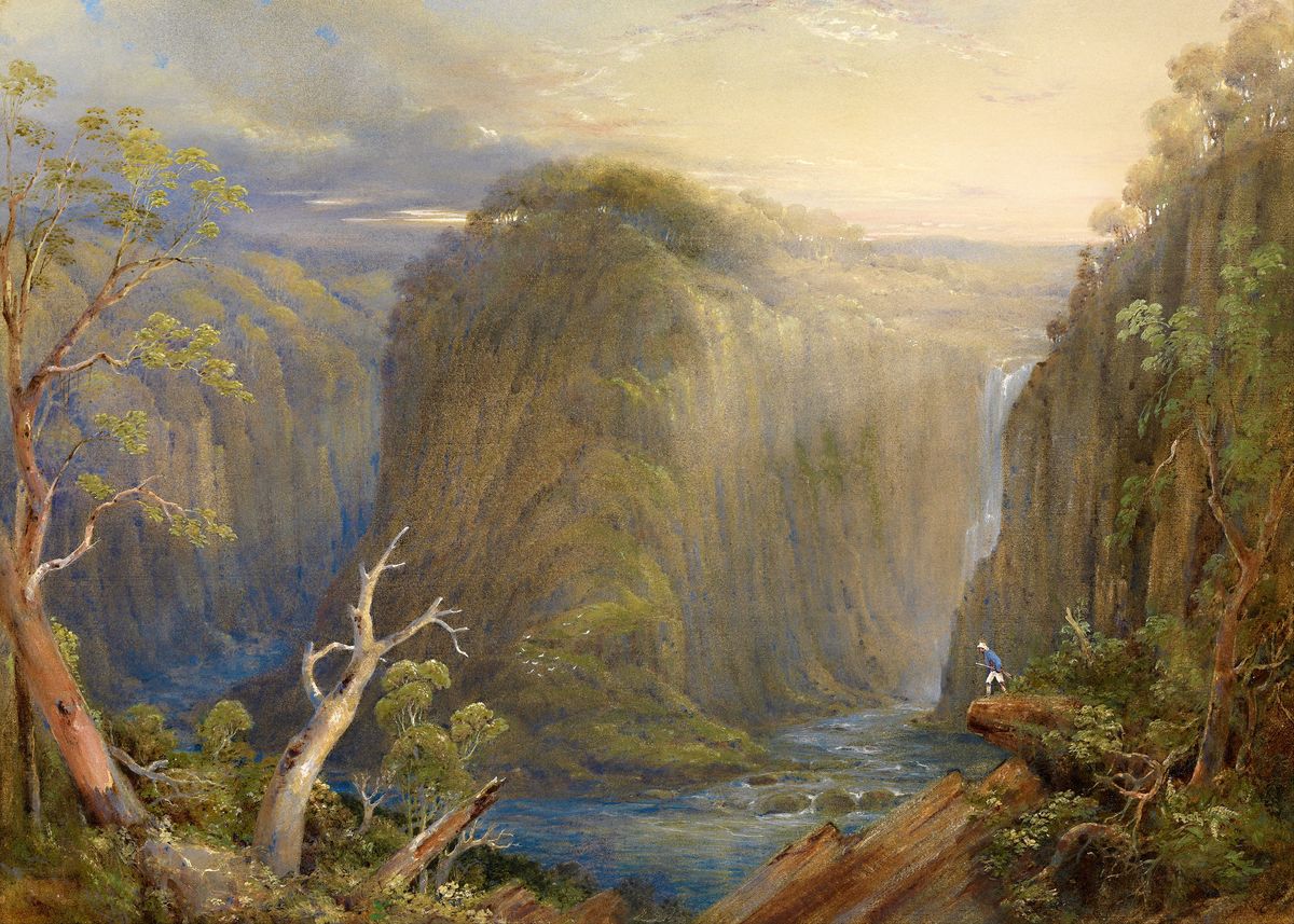 'One of the falls on Apsley' Poster, picture, metal print, paint by ...