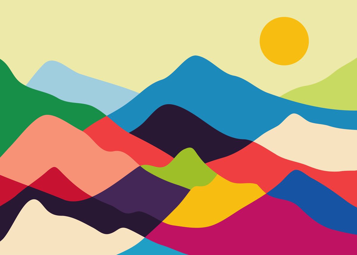 'Multicolor mountains ' Poster, picture, metal print, paint by Dadan ...