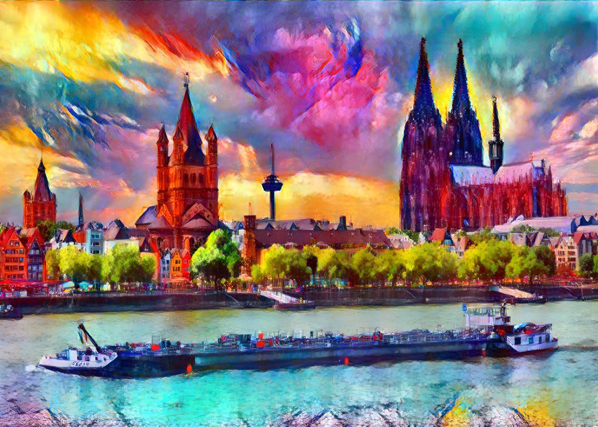 'Colorful Cologne Skyline' Poster, picture, metal print, paint by Art ...