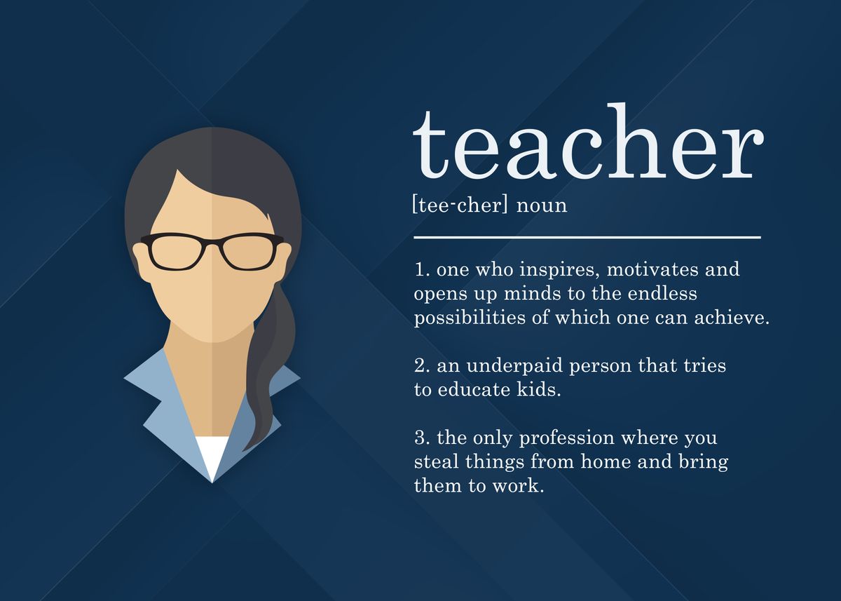 'Funny Teacher Definition' Poster, picture, metal print, paint by ...
