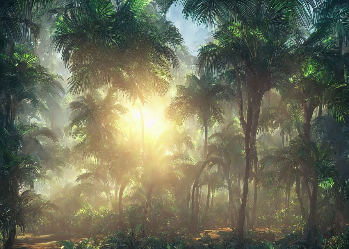 'Sunlight jungle' Poster, picture, metal print, paint by Designersen ...