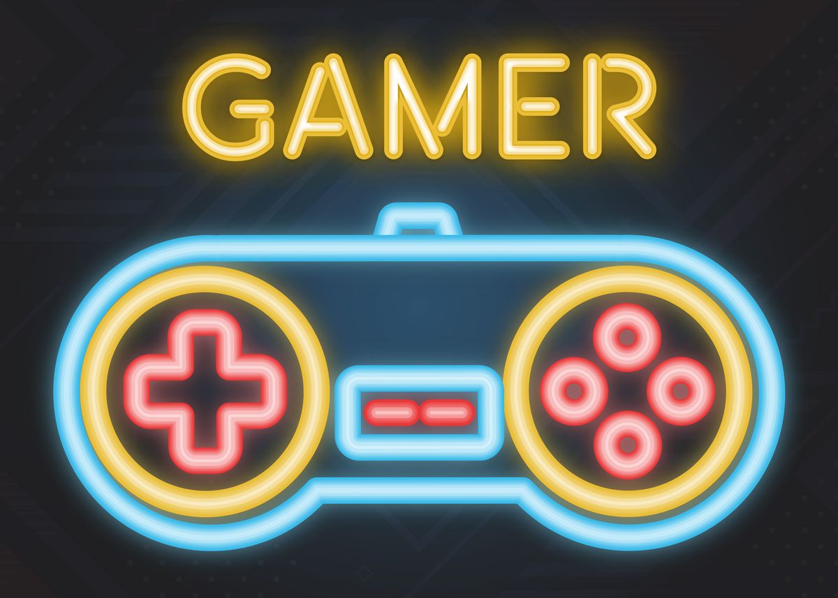 'Gamer Neon Sign Game Room' Poster by 84PixelDesign | Displate