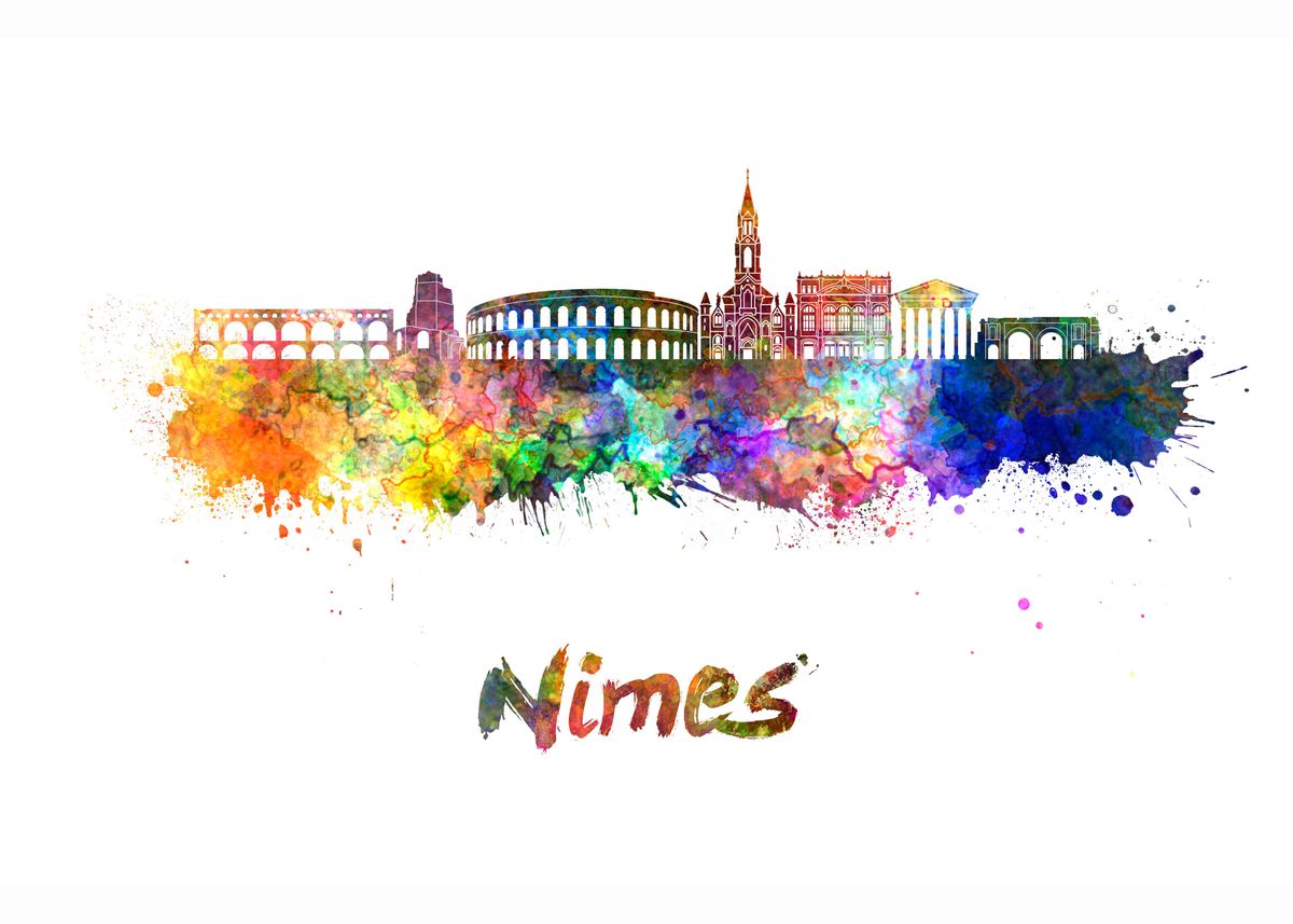 'Nimes skyline' Poster by Cristina Romero | Displate
